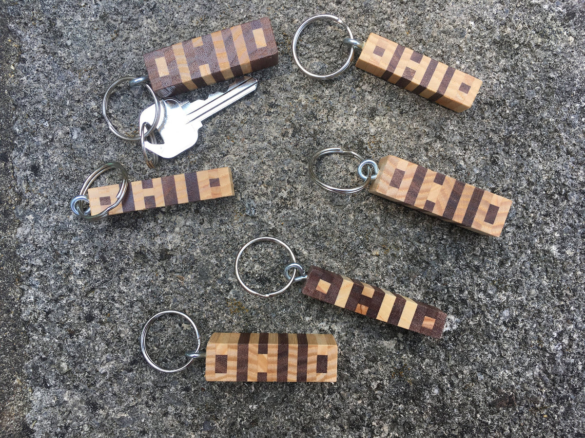 OHIO hand cut letters Keychain – Fallen Tree Woodshop